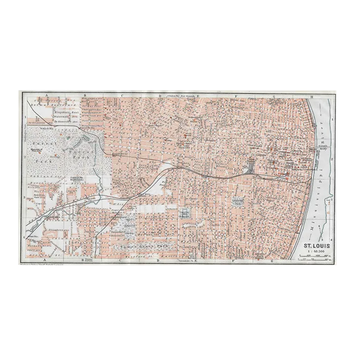 1909 Antique Map of St Louis Missouri | Chairish