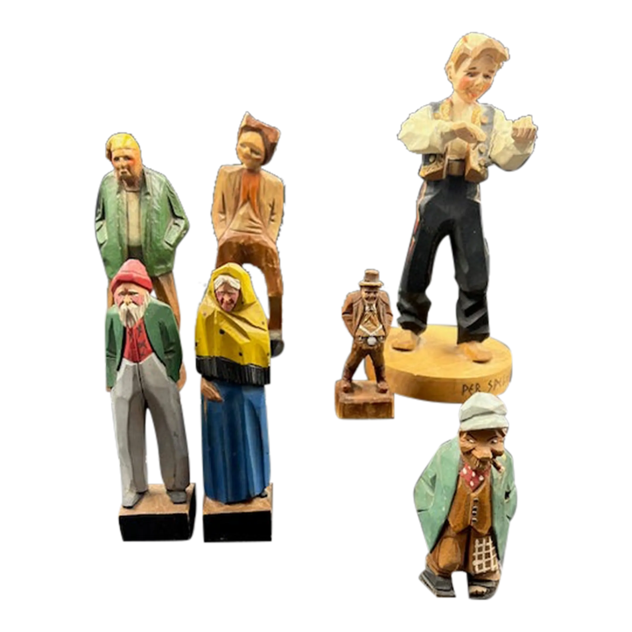 Early 20th Century Collection of Hand Carved Folk Art Human Wood ...