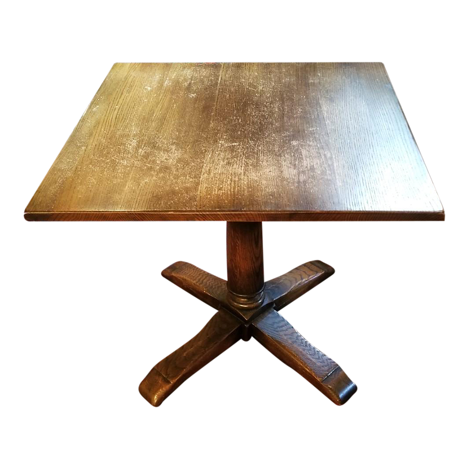 1970s Vintage Solid Oak Square Dining Table | Chairish