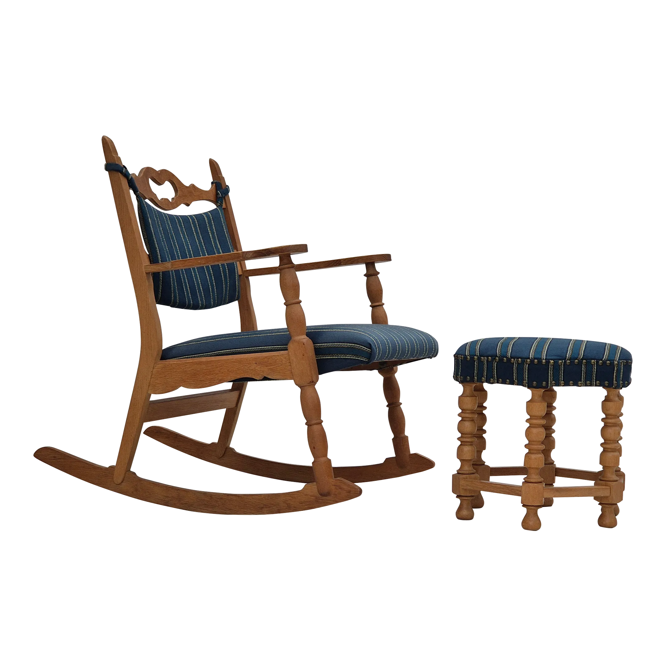 1970s, Danish Design, Oak Wood Rocking Chair With Footstool, Furniture ...