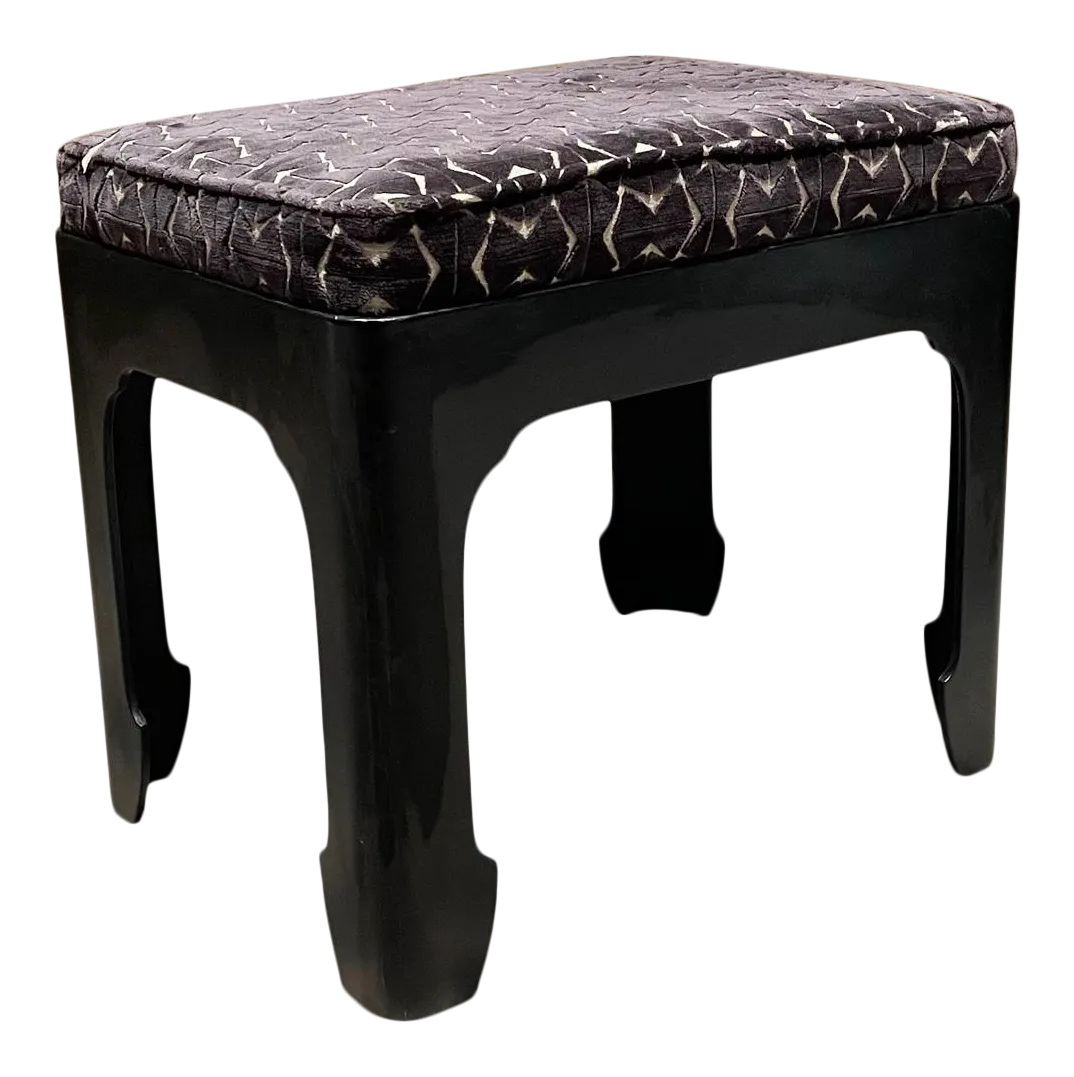 1950s Black Vanity Stool Style of Edward Wormley for Dunbar | Chairish