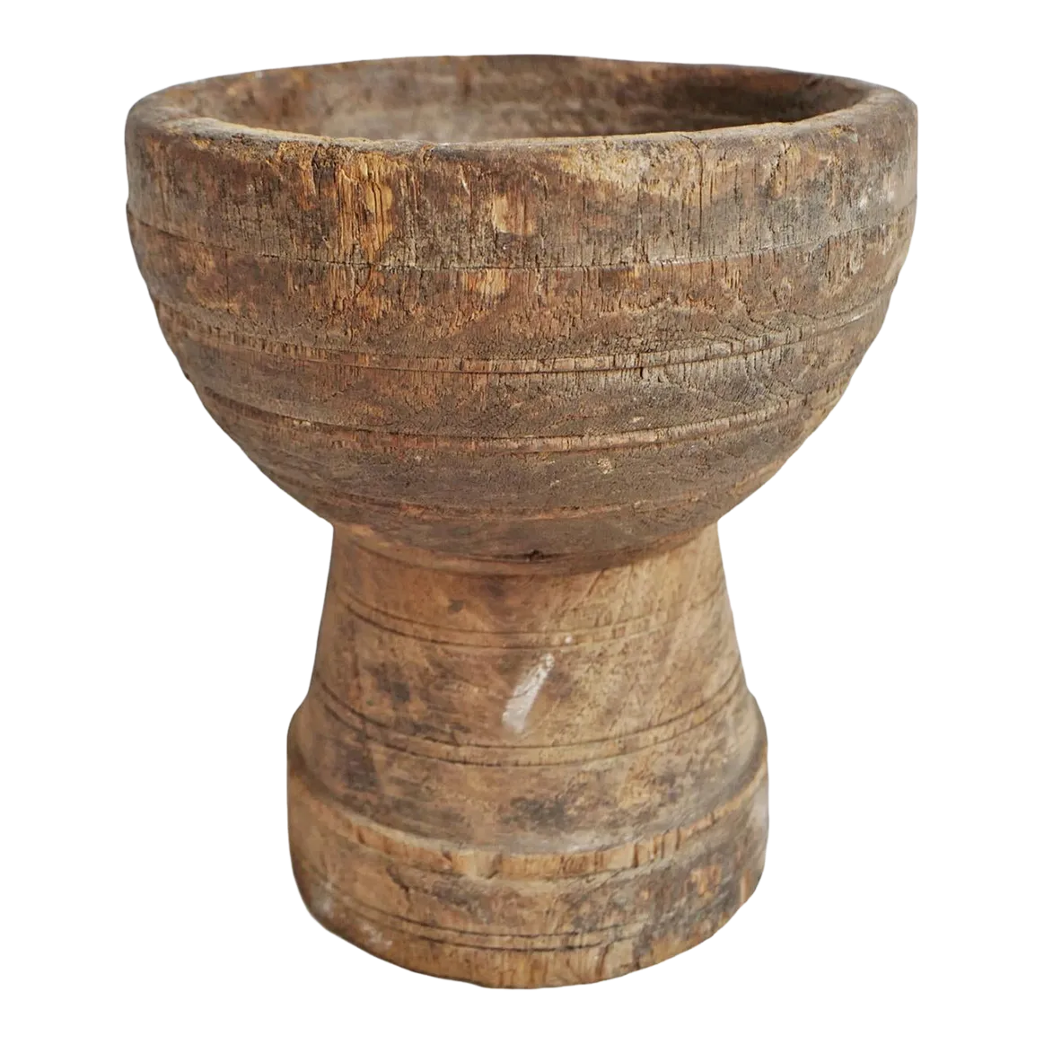 Vintage Old Wood India Mortar Cup | Chairish
