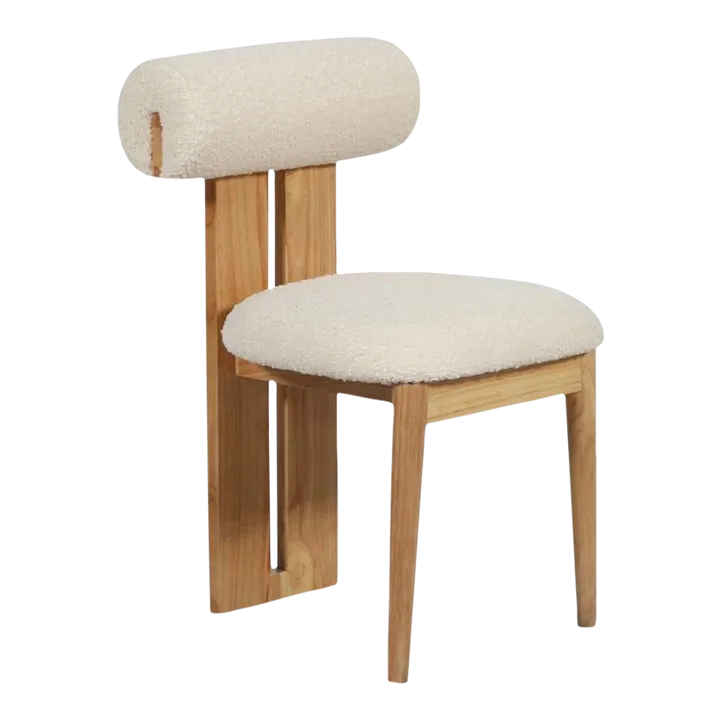 Matthew Izzo Home Anna Oak and Boucle Upholstery | Chairish