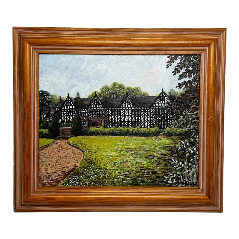 British Oil Painting Historic Architecture Speke Hall Tudor Manor House ...