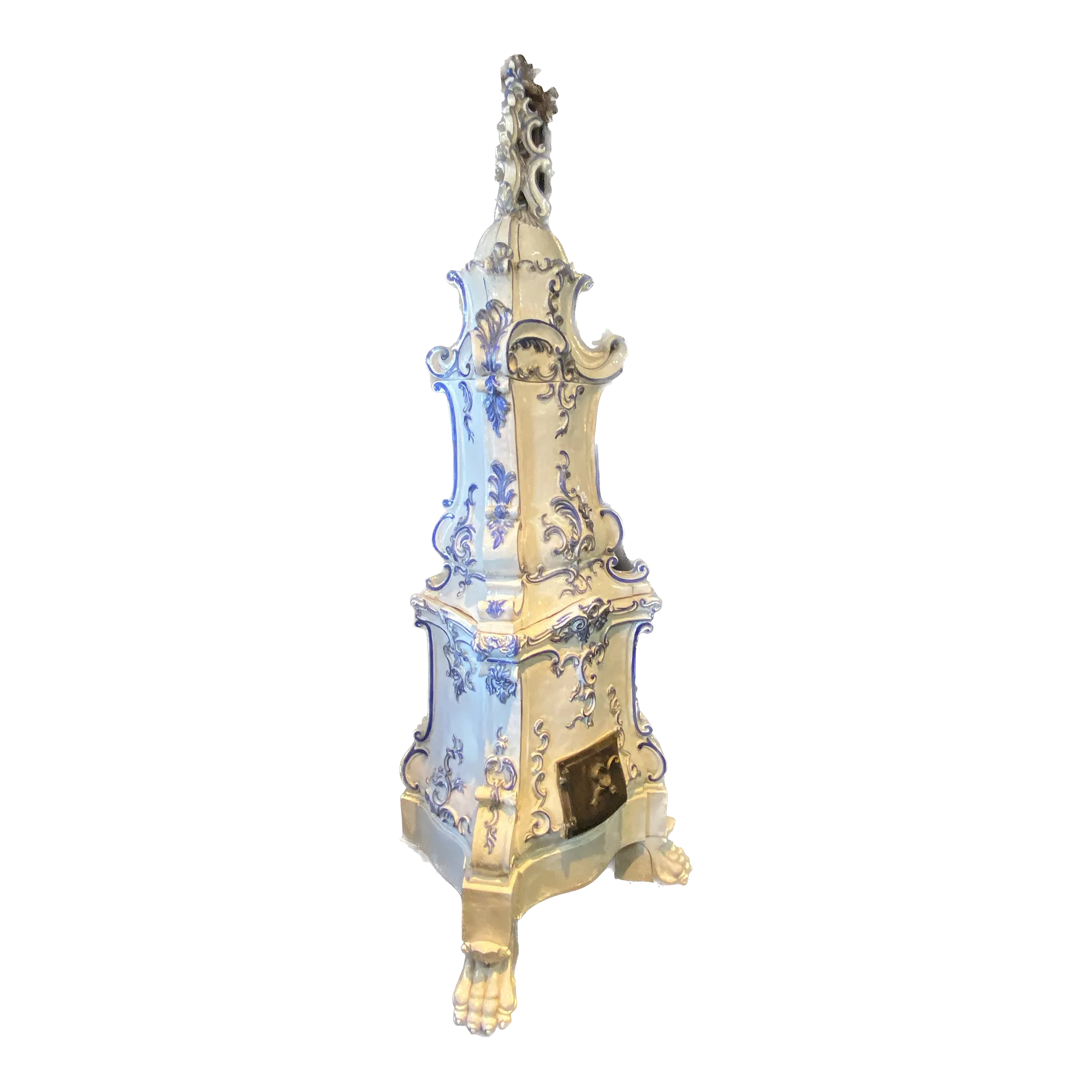 19th Century Italian Rococo Style Majolica Stove | Chairish