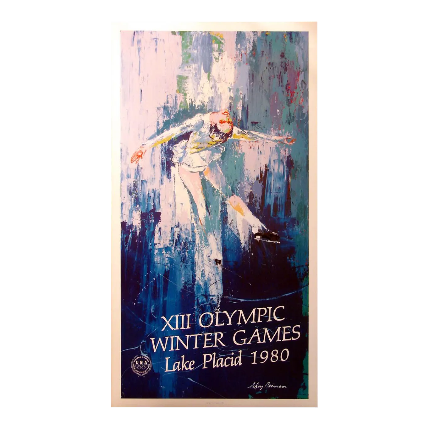 LeRoy Neiman Vintage 1980 Poster XIII Olympic Winter Games Figure ...