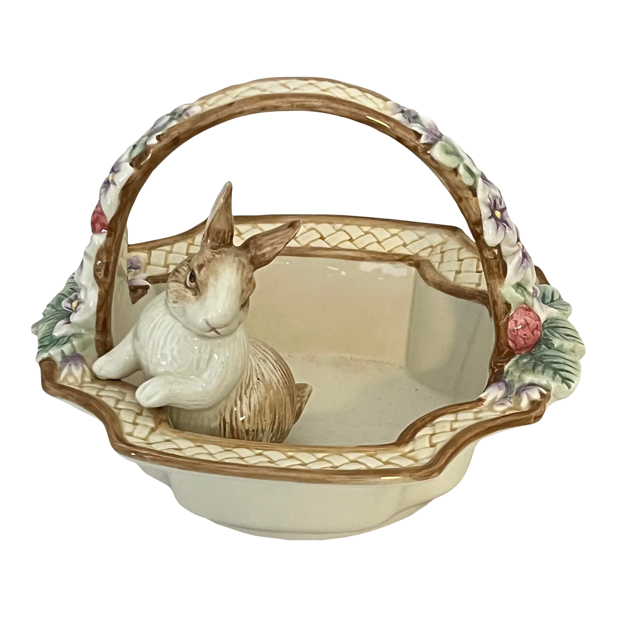 Fitz and Floyd Rabbit in Basket | Chairish