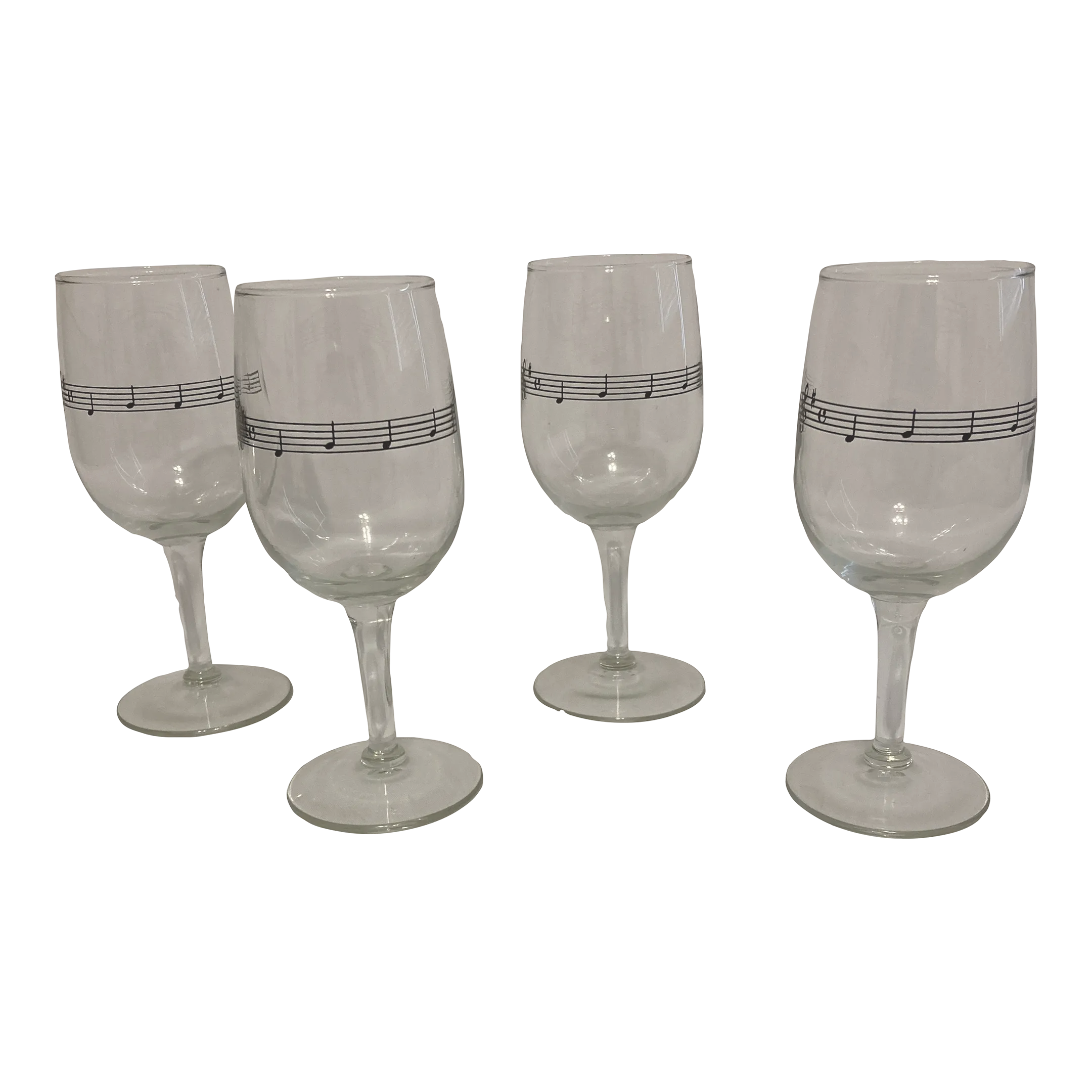 Vintage Music Note Wine Glasses, Set of 4 | Chairish