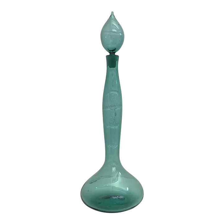 Vintage Blenko Sea Green Tall Decanter Design Design #5815 | Chairish