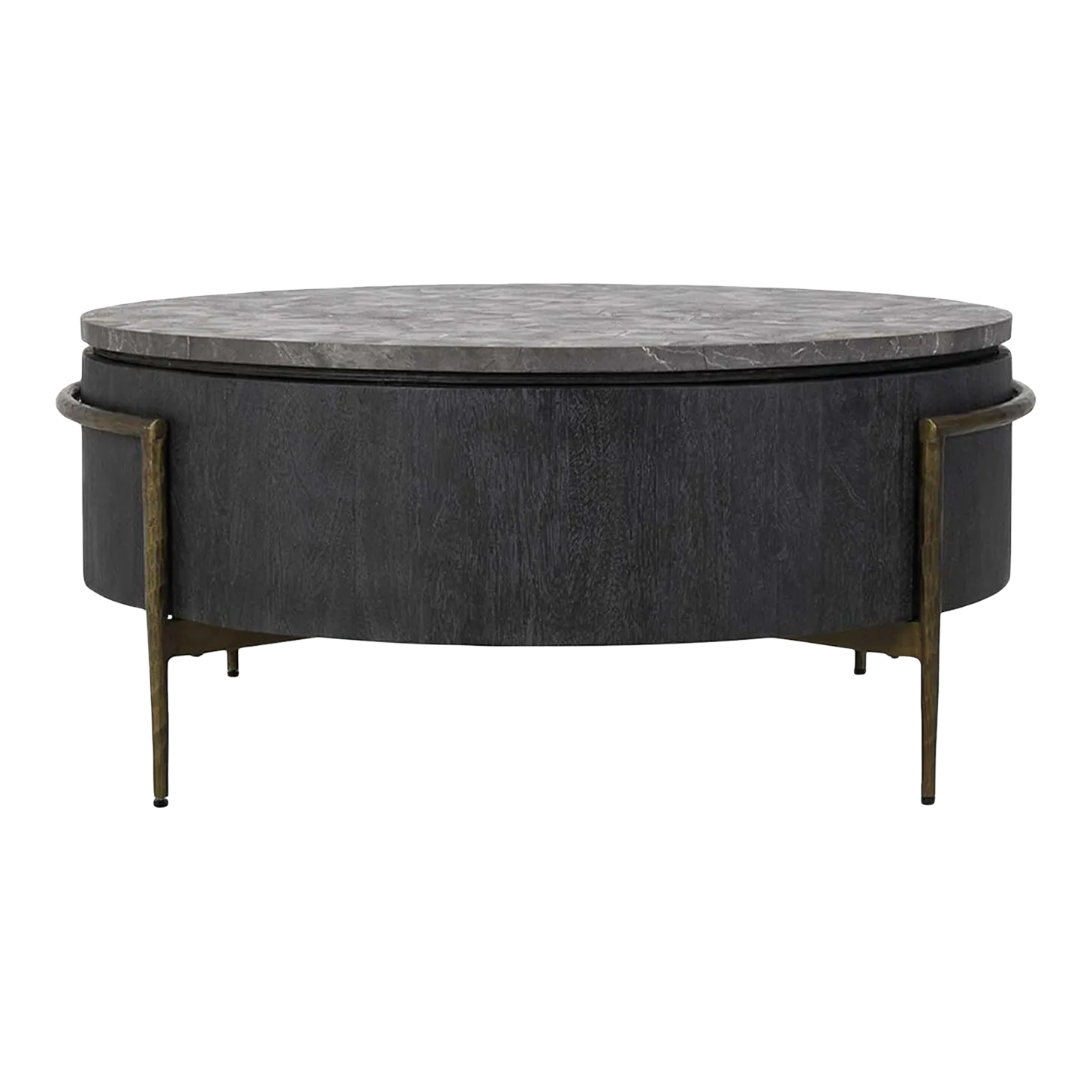 Black & Grey Round Coffee Table | Chairish