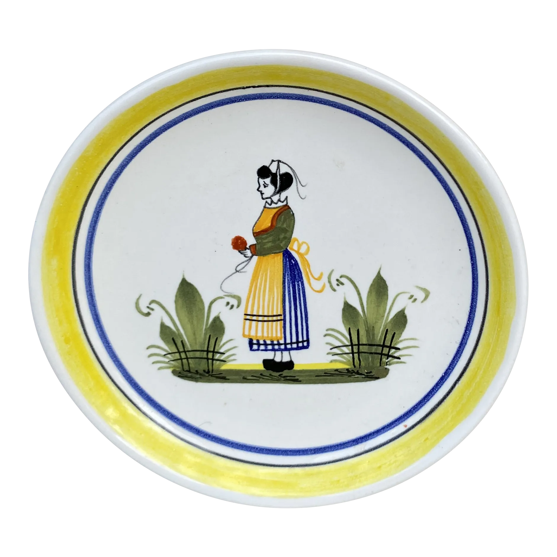 C.1950 French Miniature Henriot Quimper Plate | Chairish