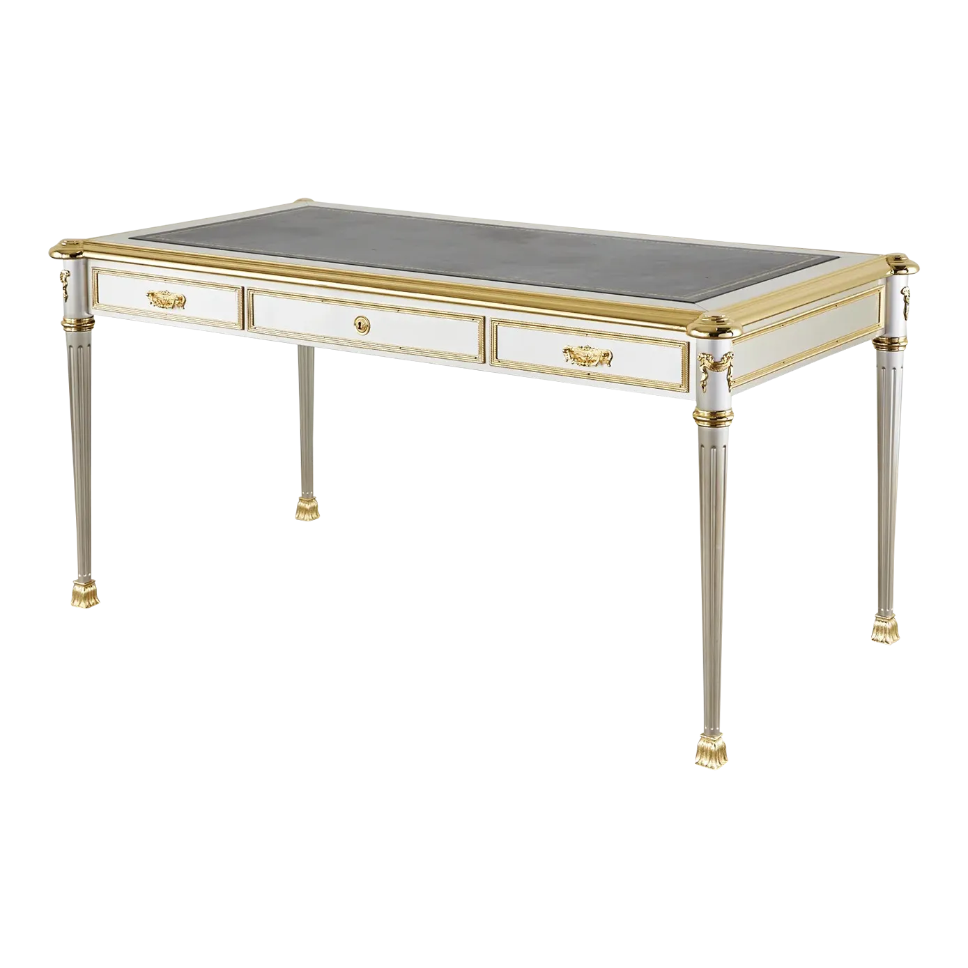 John Vesey Stainless Steel Bronze Neoclassical Desk | Chairish