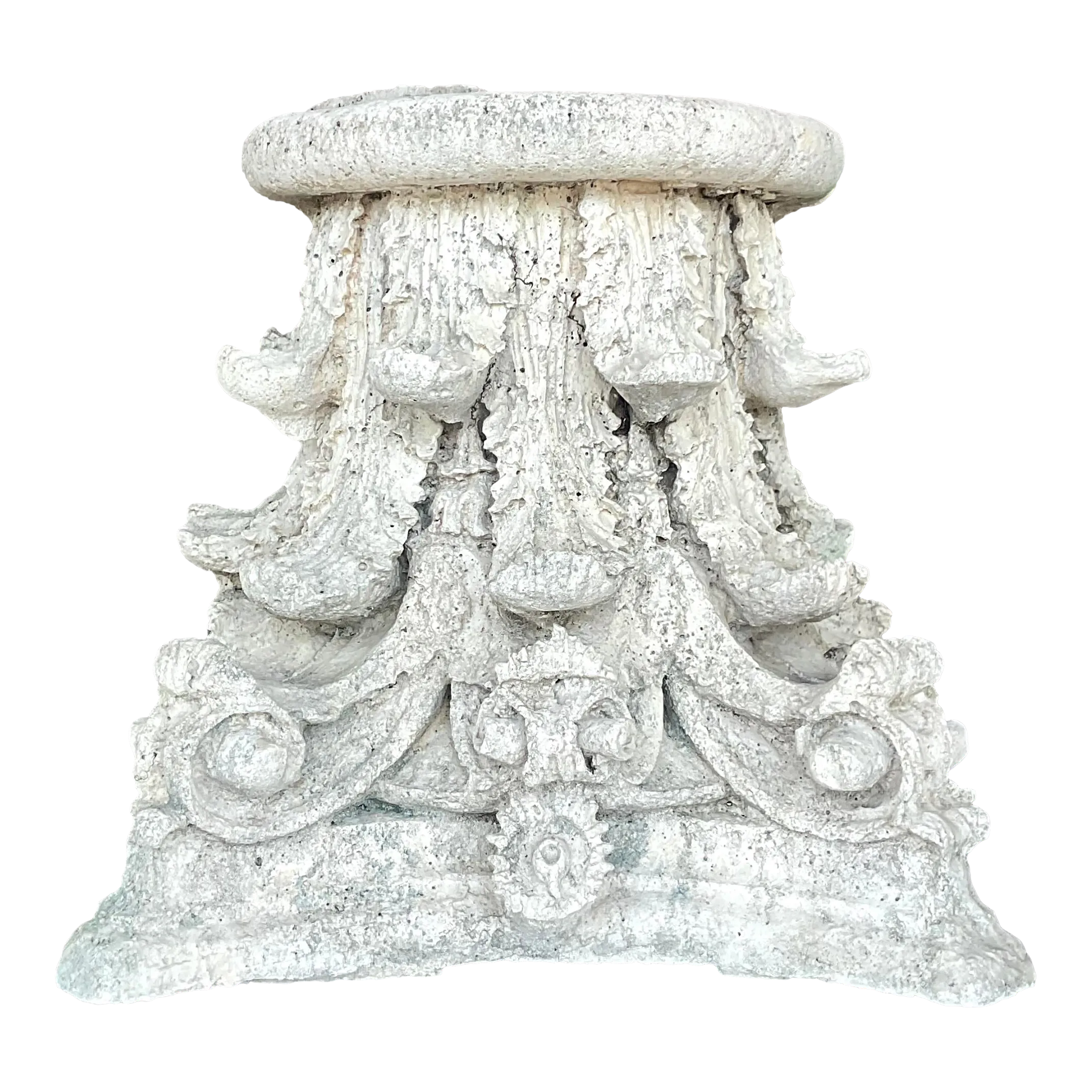 Vintage Boho Cast Concrete Corinthian Column Top | Chairish