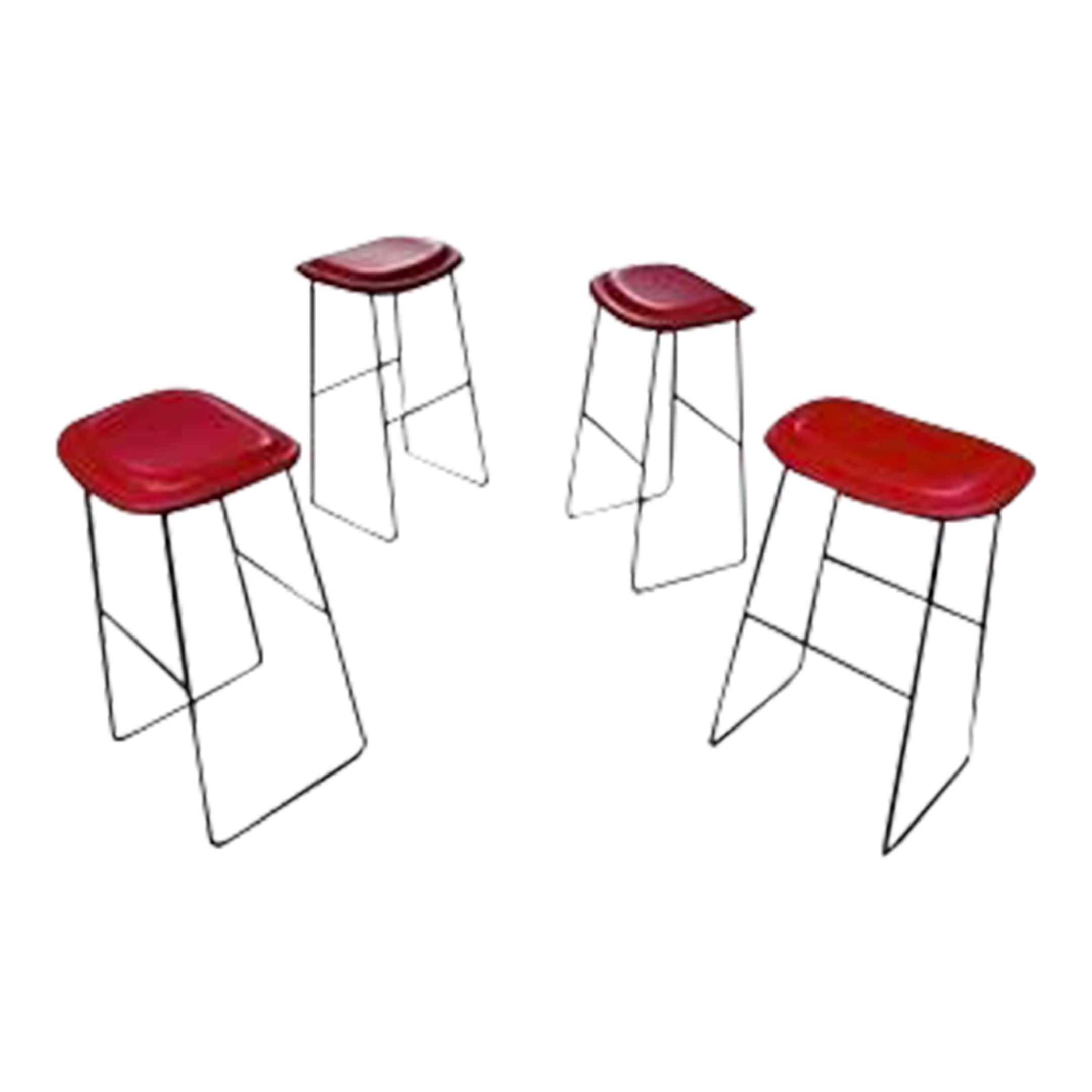 Jasper Morrison Hi Pad Stools in Red Leather by Cappellini - Set of 4 ...
