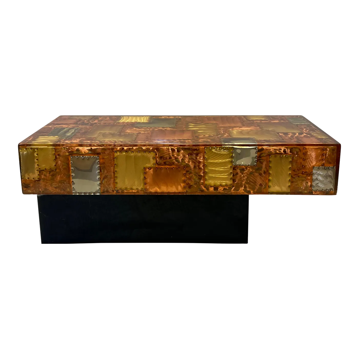 Rare Small Paul Evans Style Patchwork Side or Coffee Table, Cantilevered | Chairish