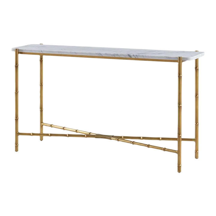 Mid Century Marble Top Console Table | Chairish