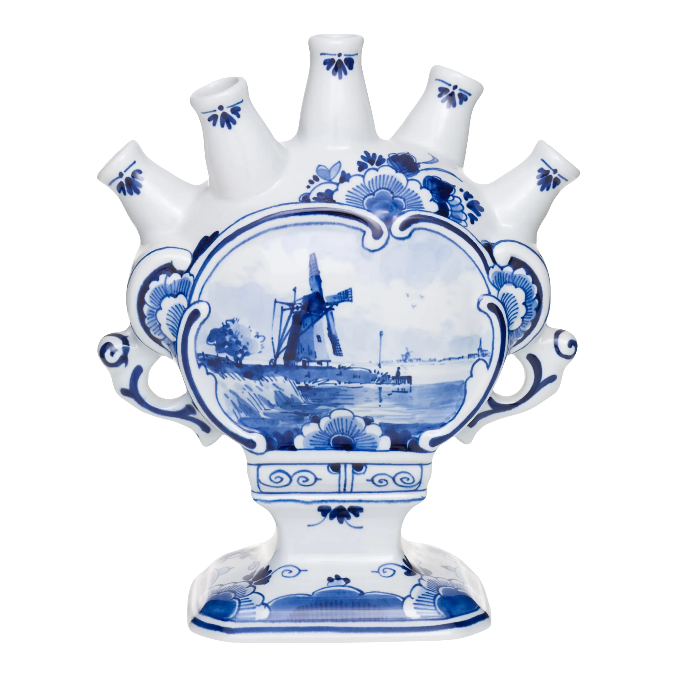 Royal Delft Original Blue Tulip Vase, Hand Painted with Dutch Landscape ...