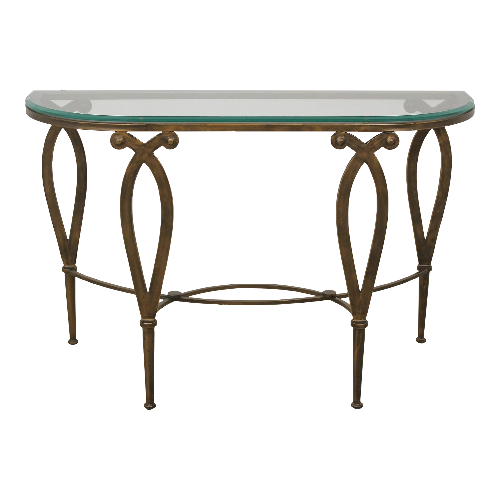 Modernist Design Beveled Glass & Metal Console Table | Chairish