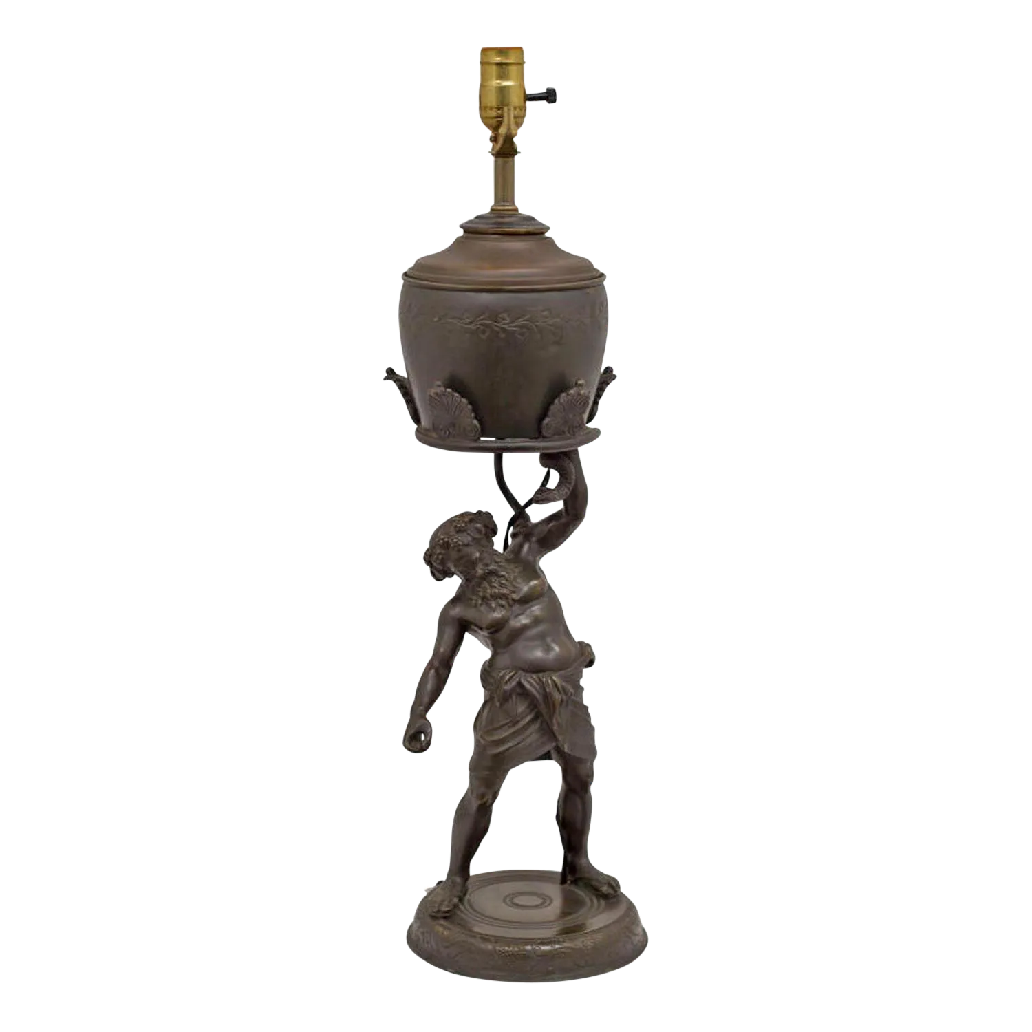 Grand Tour Bronze Figure Oil Lamp | Chairish