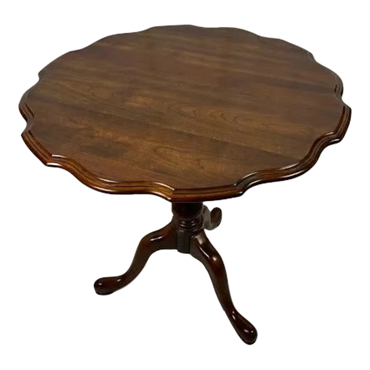 1960s Chippendale Style Mahogany Scalloped Edge Round Tilt Top Table ...