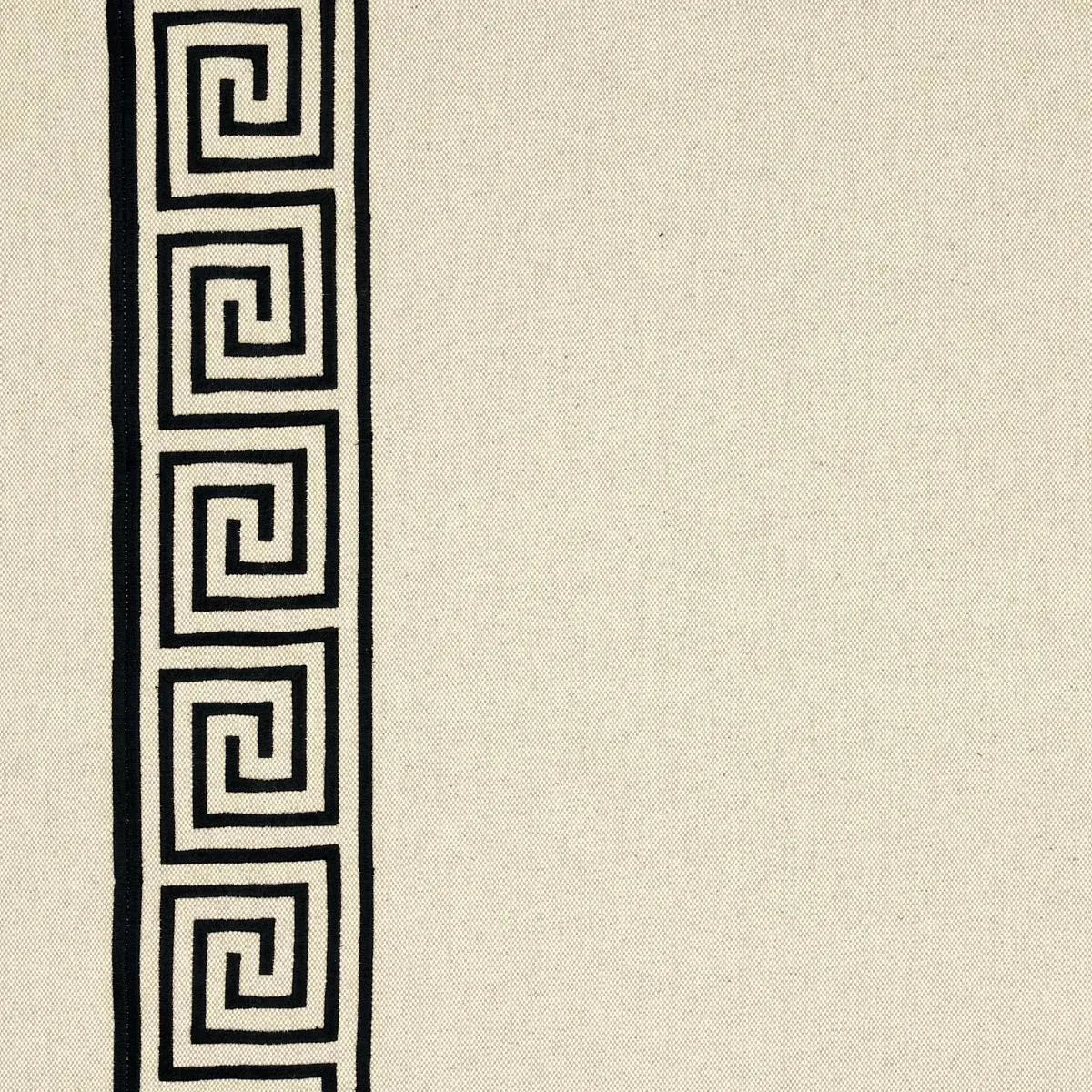 Schumacher Greek Key Embroidery Fabric in Pebble & Black | Chairish