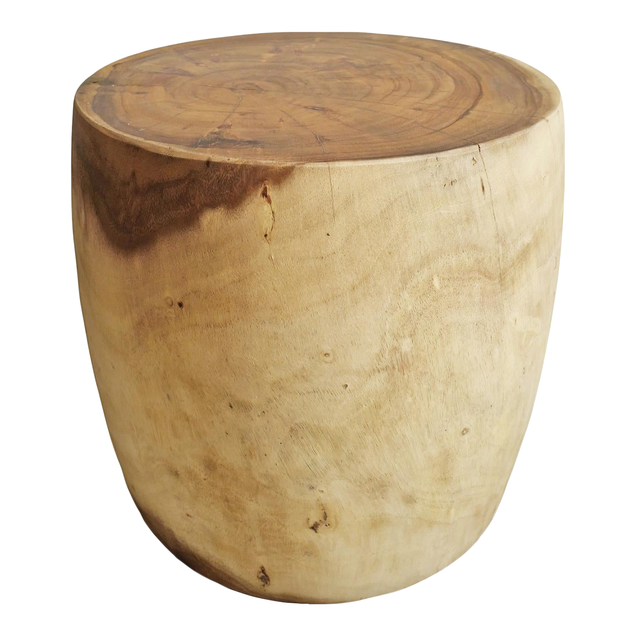 Monkey Pod Drum Stool / Side Table | Chairish