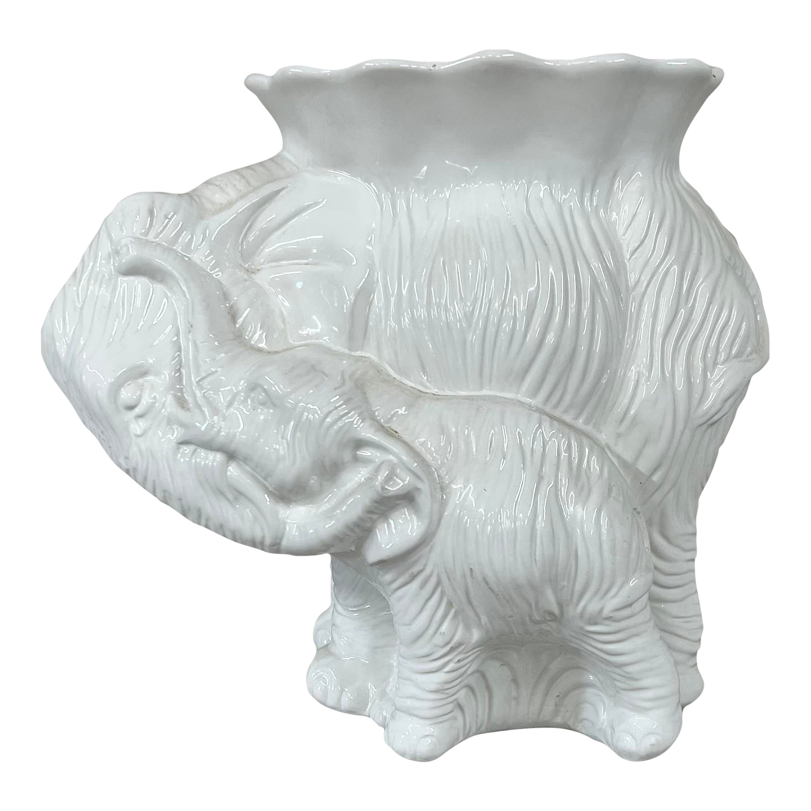 Late 20th Century Rare Italian Elephant With Baby Ceramic Planter ...