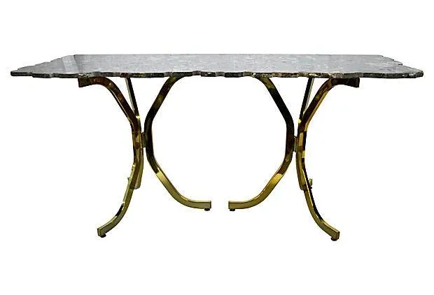 Granite Slab Top Console | Chairish