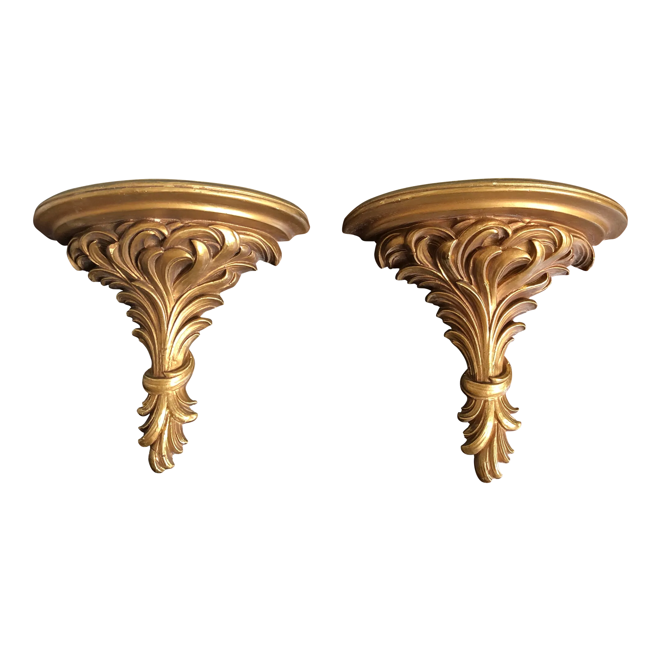 Vintage Hollywood Regency Style Gilded Plaster Wall Brackets -- a Pair ...