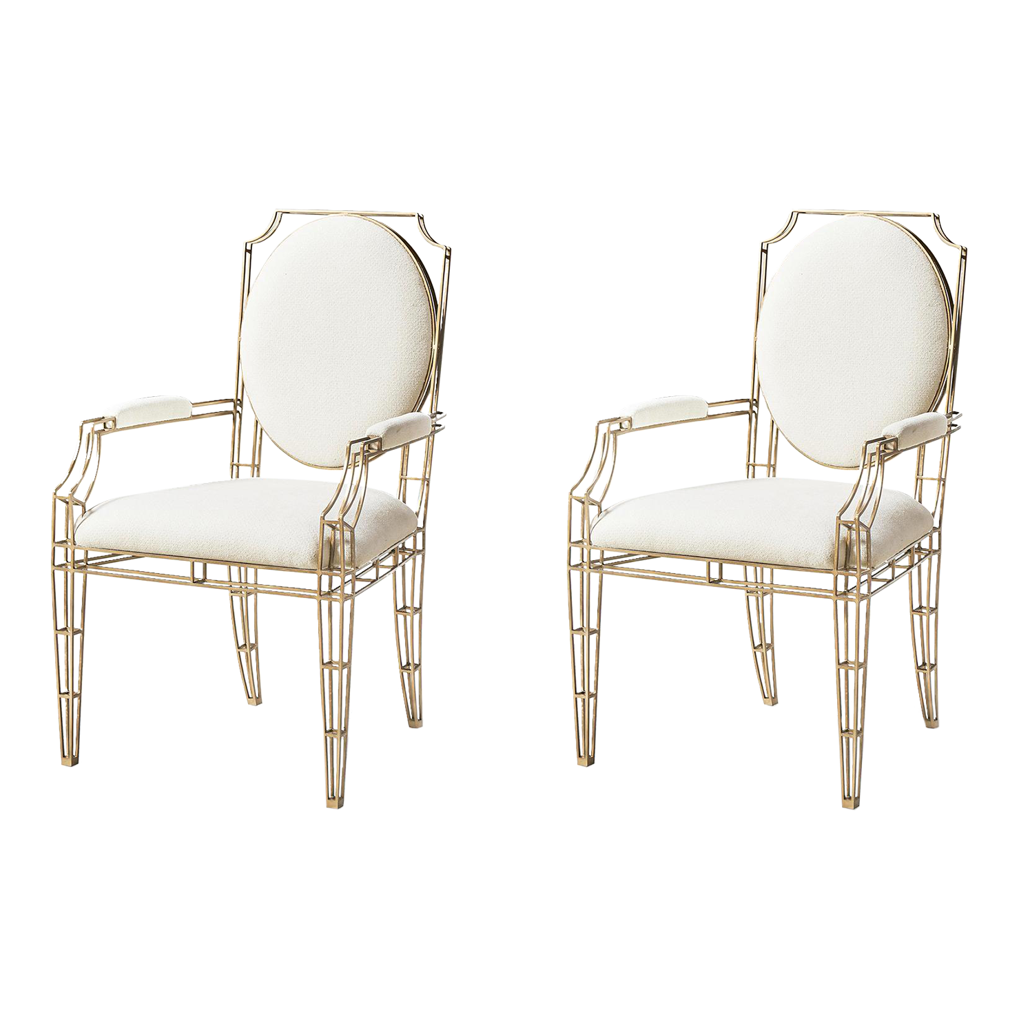 Contemporary Openwork Steel Arm Chairs - a Pair | Chairish