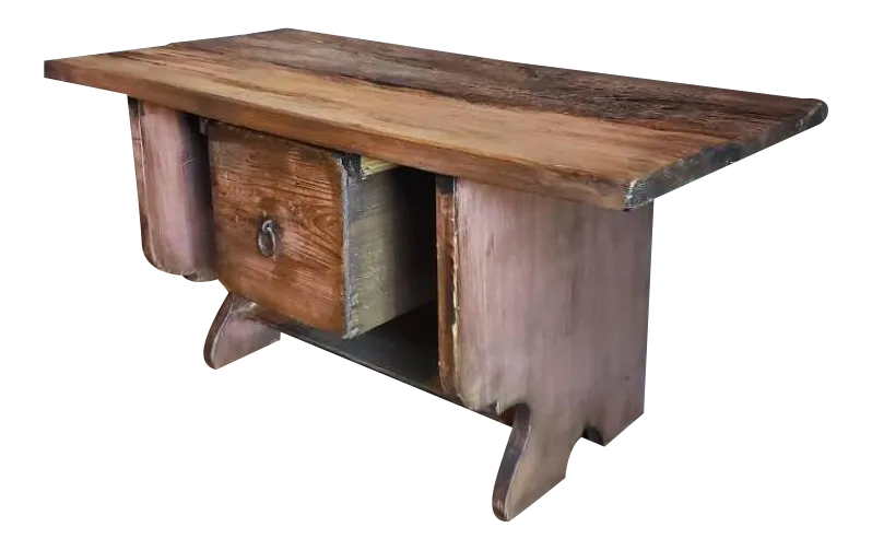 Rustic American Country Live Edge Wooden Bench | Chairish