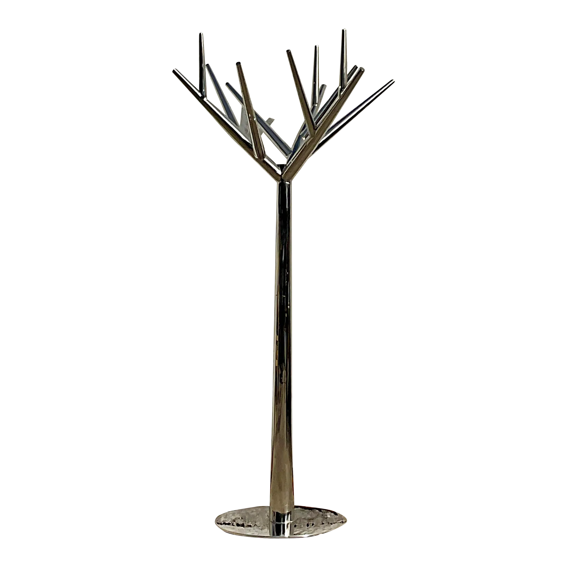 Vintage Contemporary Polished Chrome Tree Coat Rack | Chairish