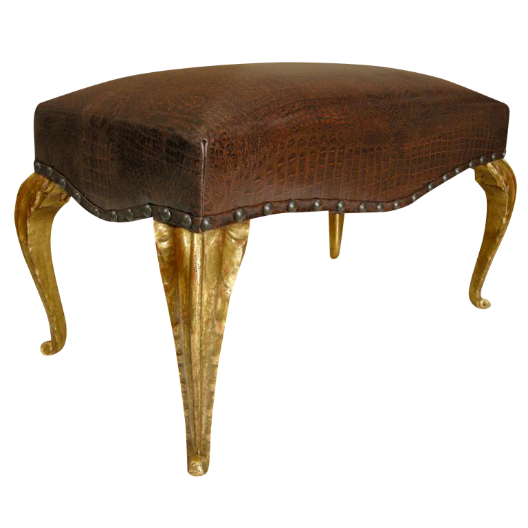 French Arcadia Crocodile Leather Bench by Randy Esada Designs | Chairish
