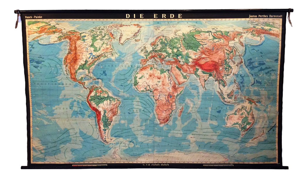 World Pull-Down School Map by Hermann Haack, 1970s | Chairish