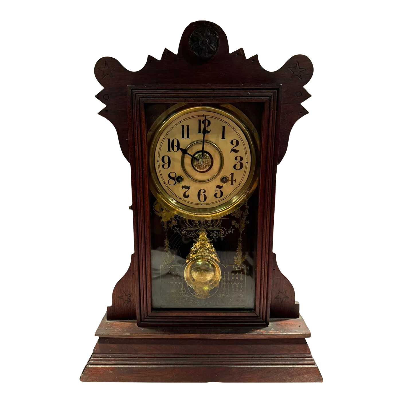 19th Century Parlor Mantel Clock by Russell & Jones | Chairish