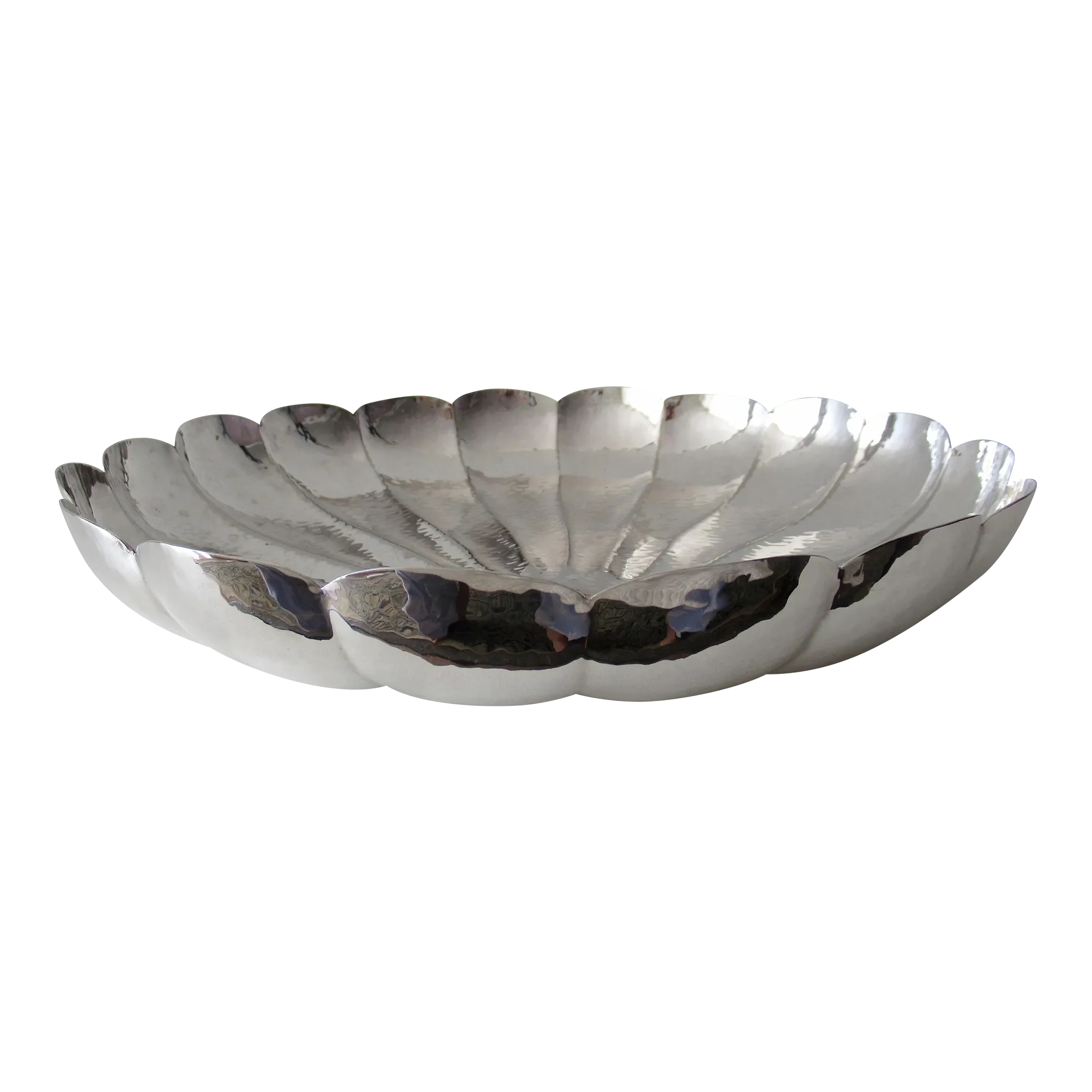 C.1960's Cassetti (Italy) Hand-Hammered Large Round Silver-Plate ...
