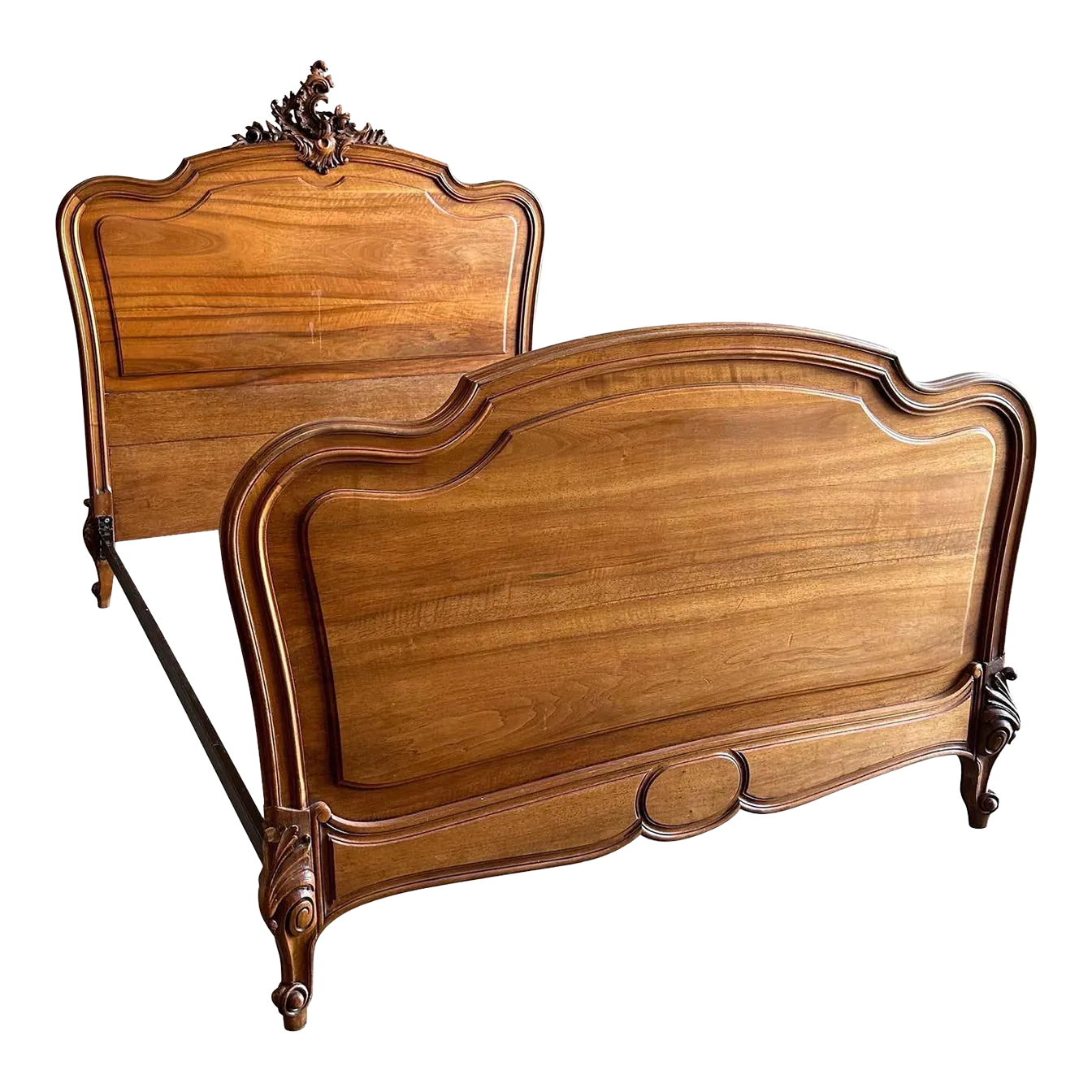 Late 19th Century Antique Walnut Louis XV Style Full Size Bed With ...