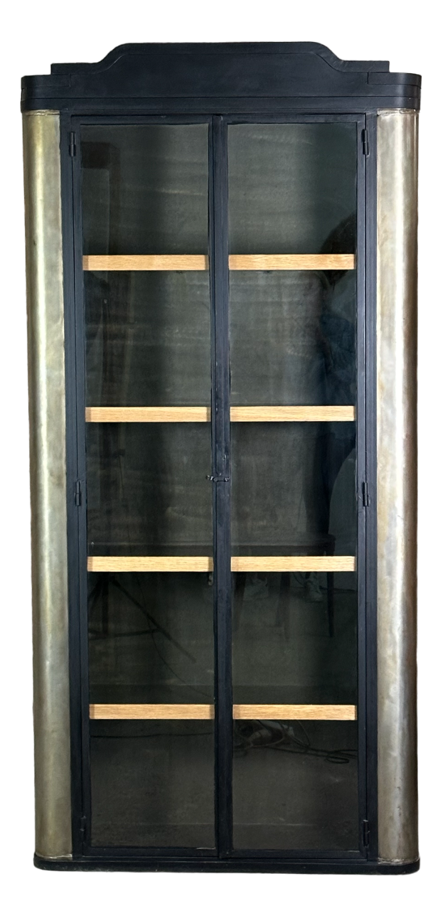 Wall Unit in Patinated and Black Steel, 1980s | Chairish