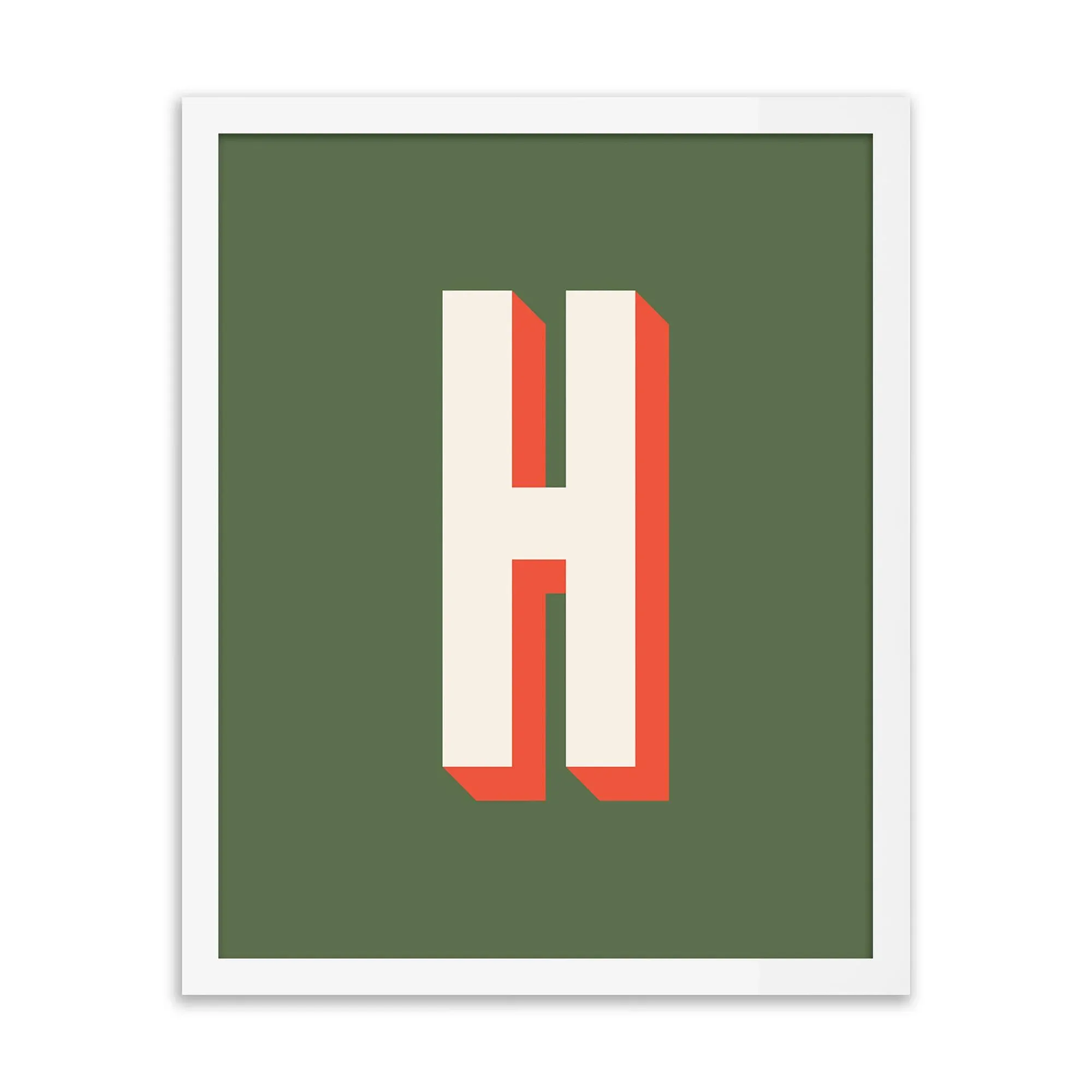 Alphabet Series in Olive, Letter H by Pencil & Paper in White Frame, XS ...