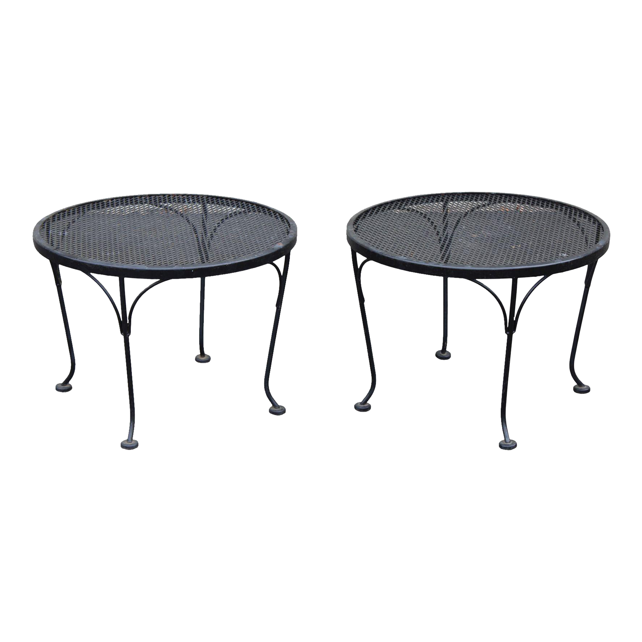 Woodard Pair of Wrought Iron Outdoor Patio Side Tables | Chairish