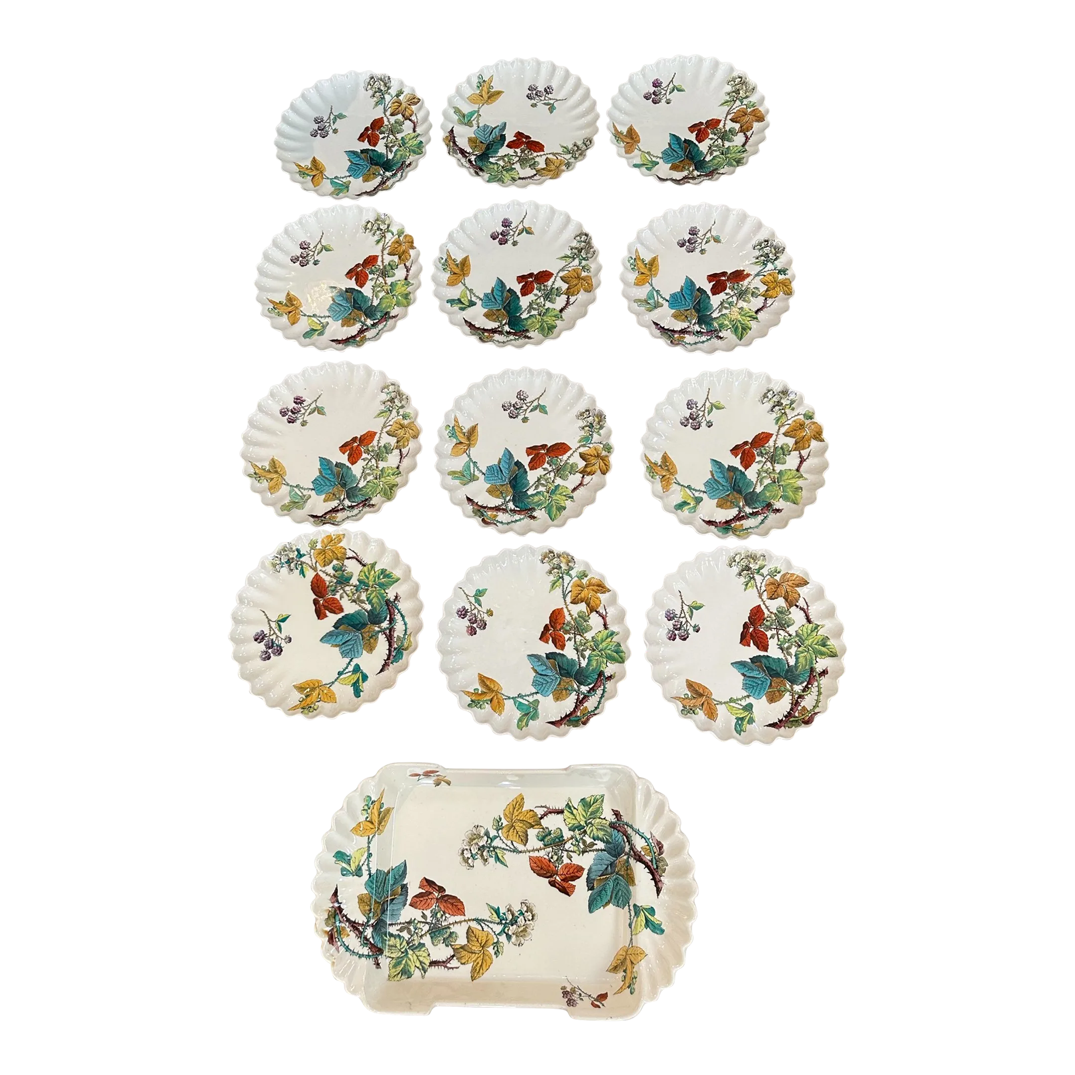 Circa 1847 Set of 13 Copeland Bone China Blackberry Pattern Pieces ...
