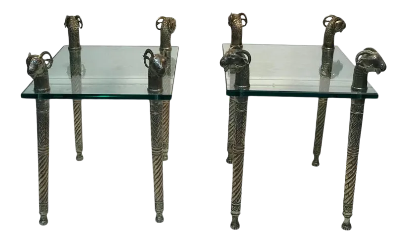 Ram's Head Side Tables in the Manner of Maison Jansen - a Pair | Chairish