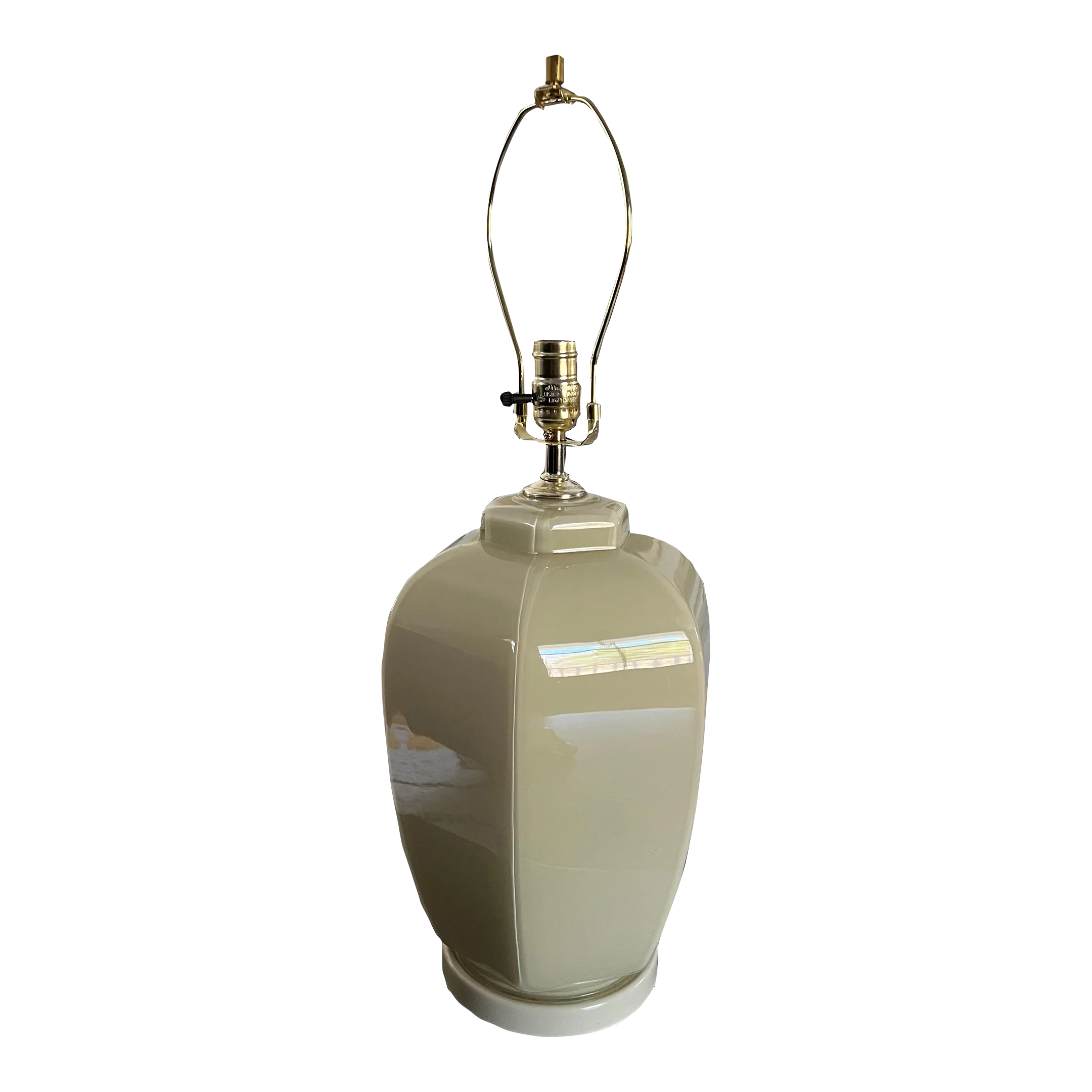1980's Glass Beige Octagon Lamp | Chairish