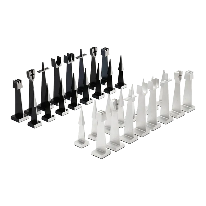 1962 Mid-Century Modern Austin Cox Aluminum Chess Set by Alcoa | Chairish