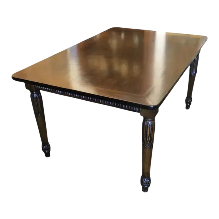 1990s Traditional Rectangular Hand Carved Dining Table | Chairish