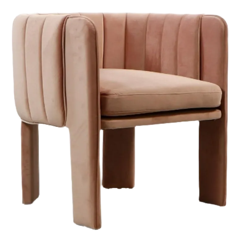 Olivia Channel Tufted Accent Chair in Blush | Chairish