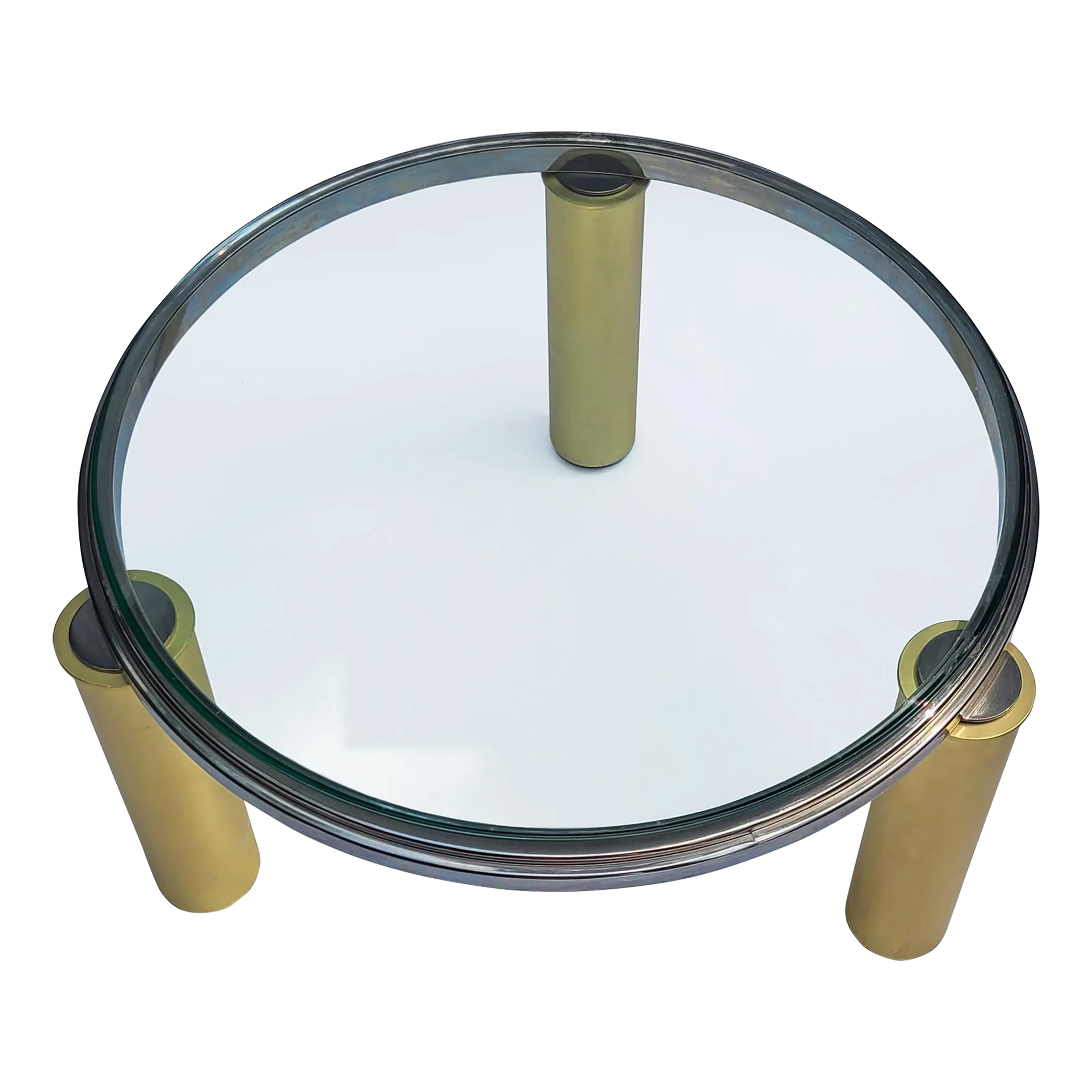 Late 20th Century Postmodern Satin Gold Tubular Round Glass Cocktail ...