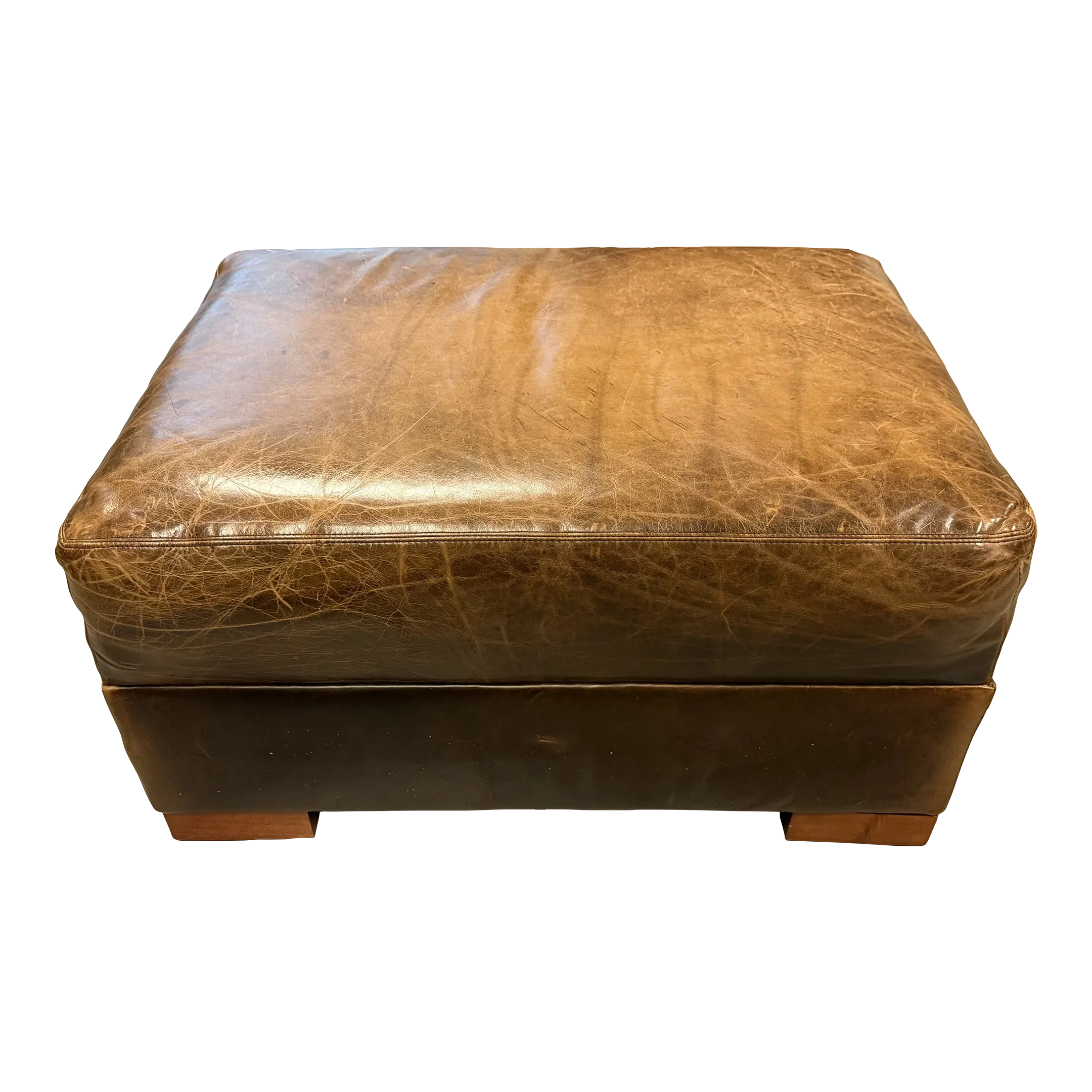 Restoration hardware leather ottoman store