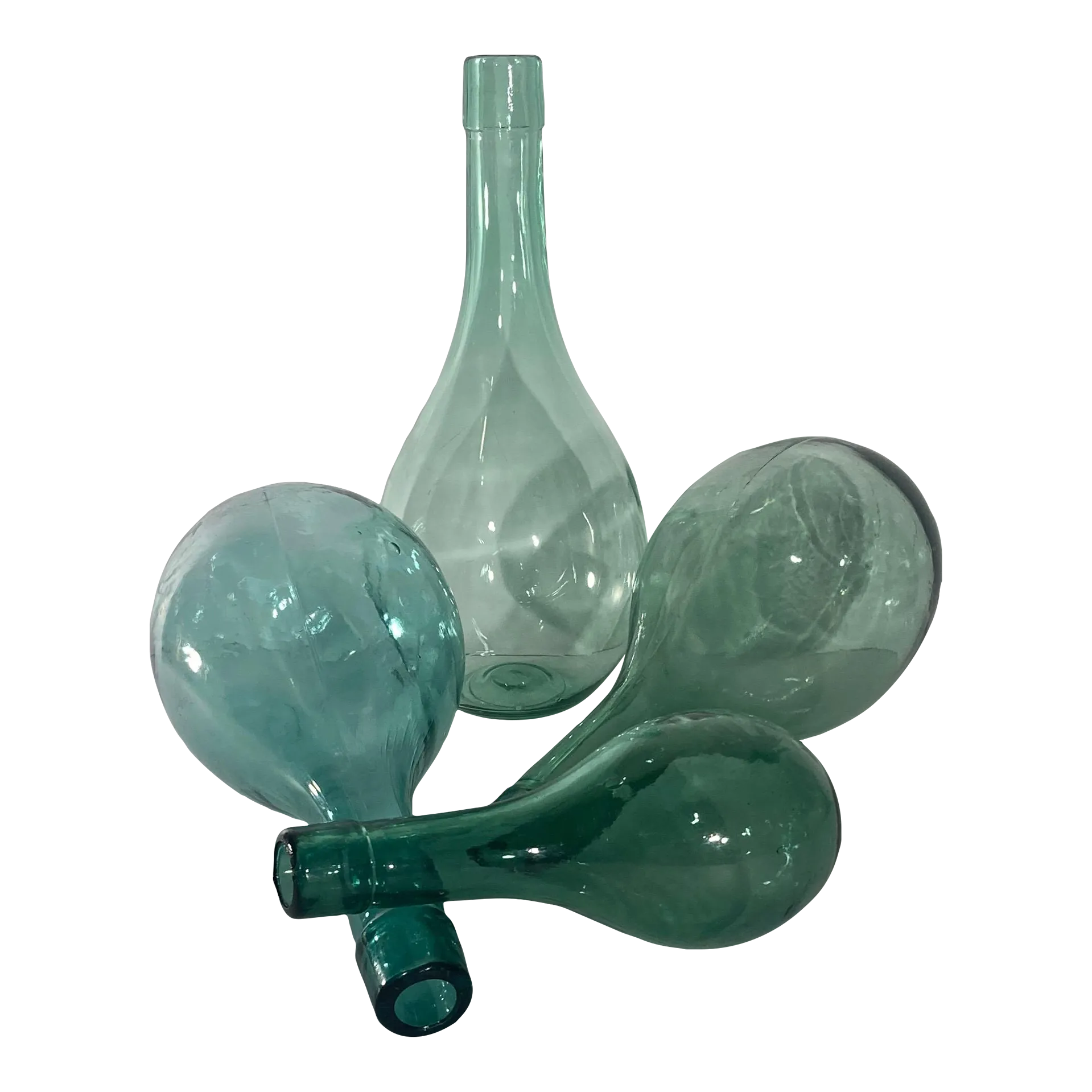 1900s Round Bottom Glass Bottle Collection - Set of 4 | Chairish