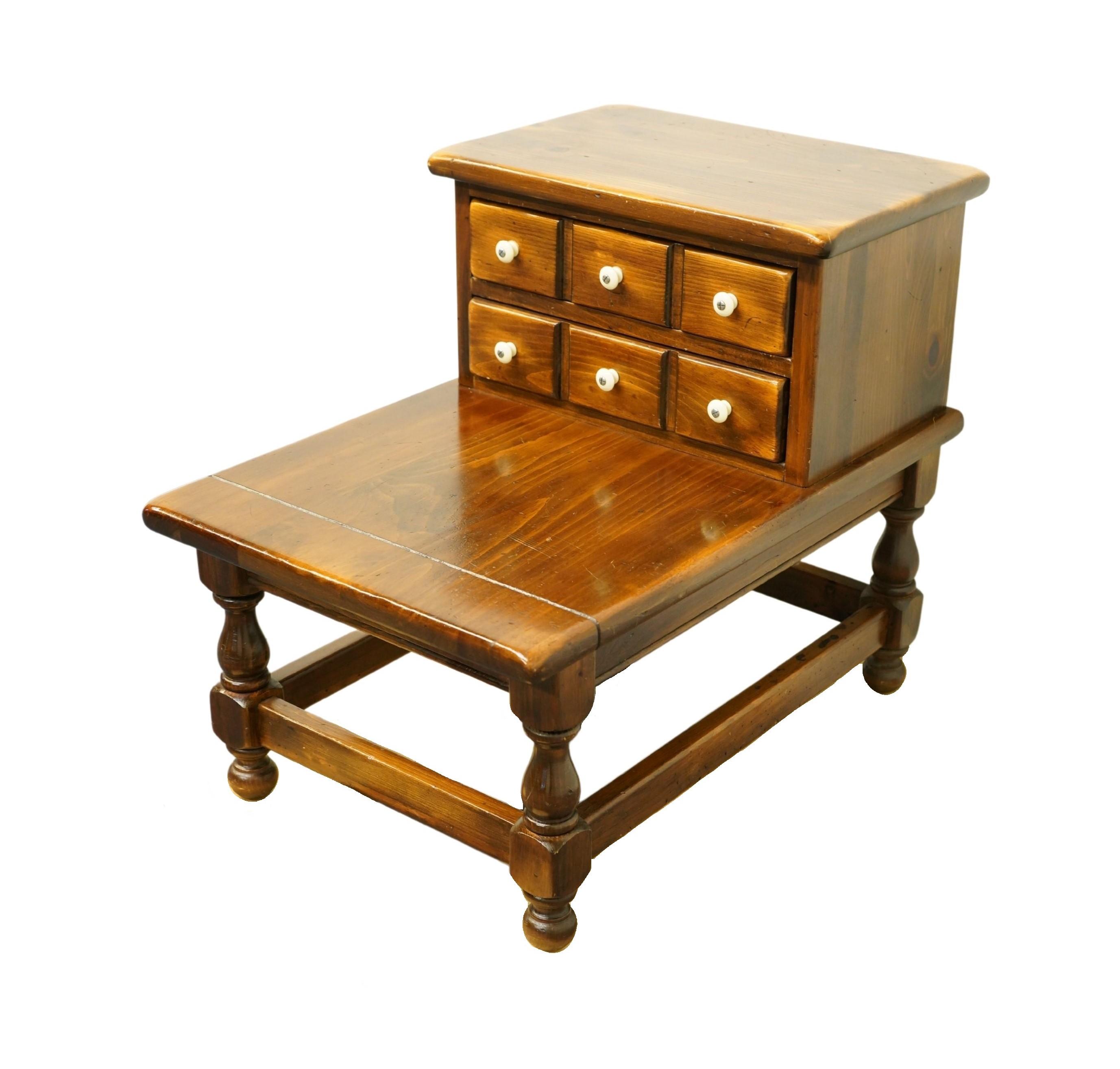 Ethan Allen Antiqued Pine Old Tavern Two Drawer Accent Step End Table 12 8032 Chairish